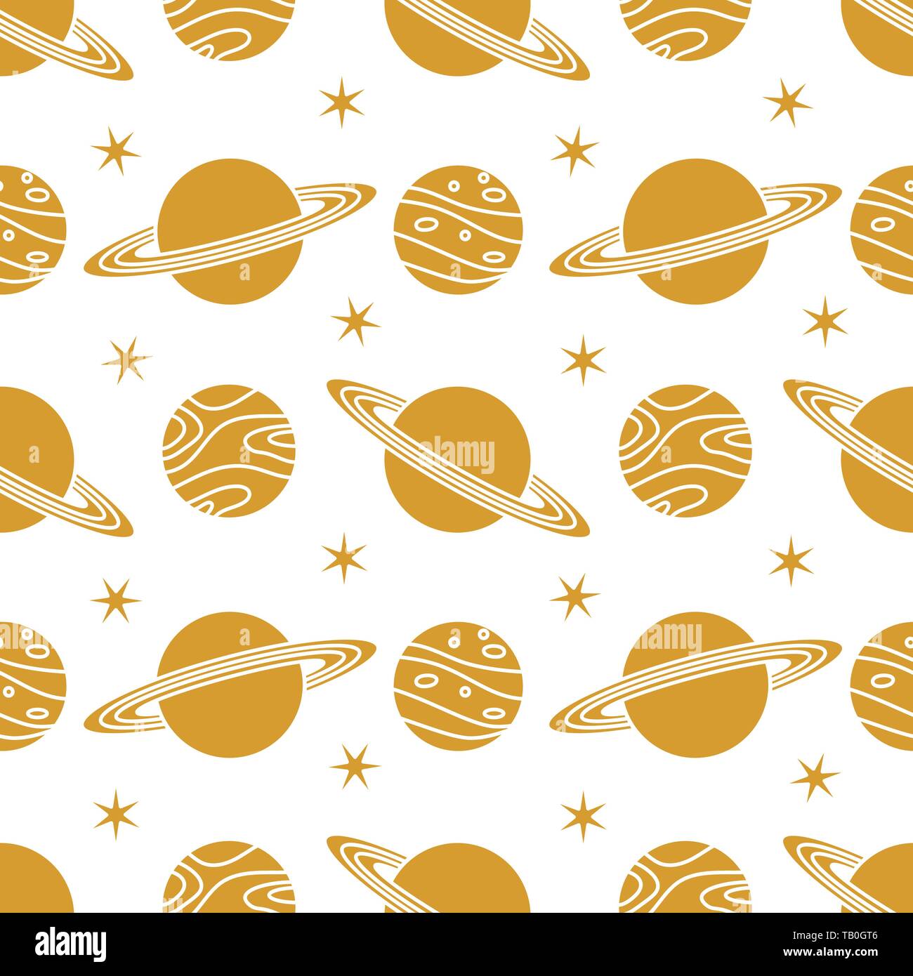 Seamless vector pattern with planets, Saturn, stars. Space exploration ...