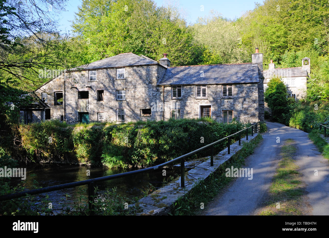 Ruse's Mill, on the River Inny, near Higher Larrick, Cornwall, England ...