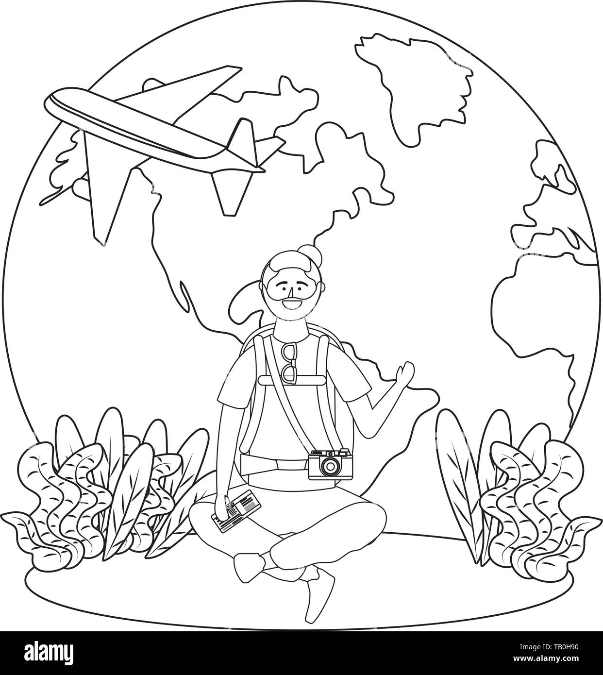 Tourist boy cartoon design, Travel trip vacation tourism and journey ...