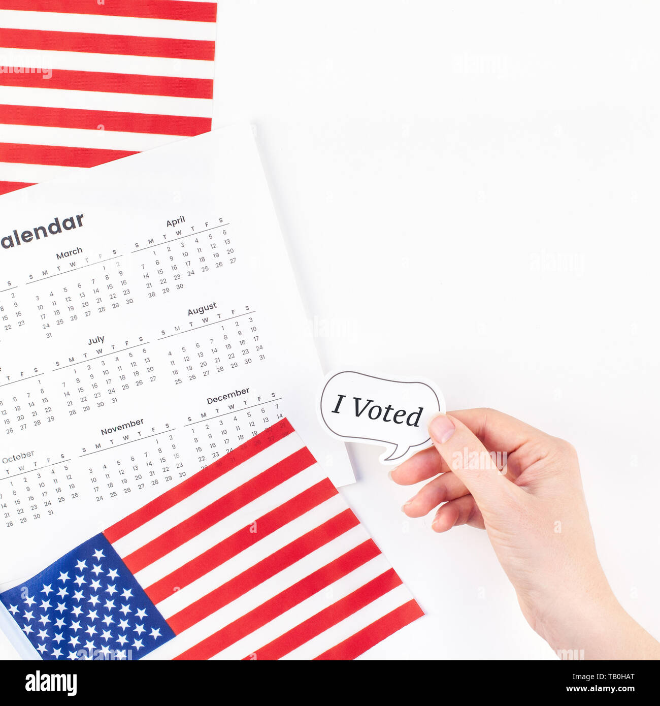 Creative top view flat lay of American flags for Elections Day with ...