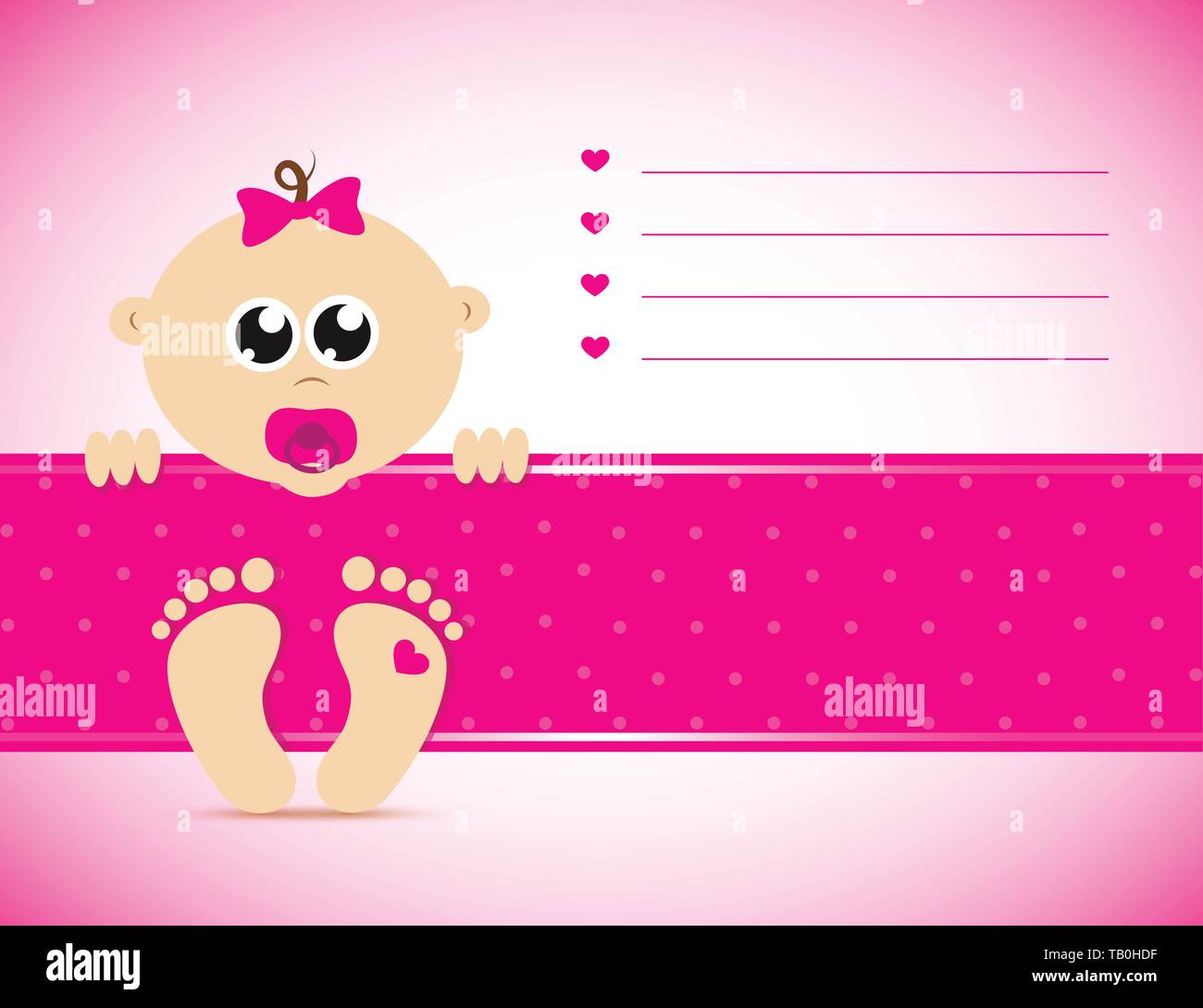 cute newborn baby girl pink card vector illustration EPS10 Stock Vector ...