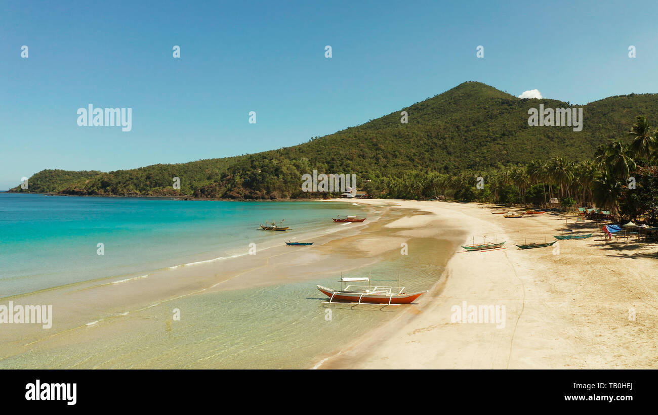 Aerial drone of Seascape with sandy beach and blue water. Seascape with ...