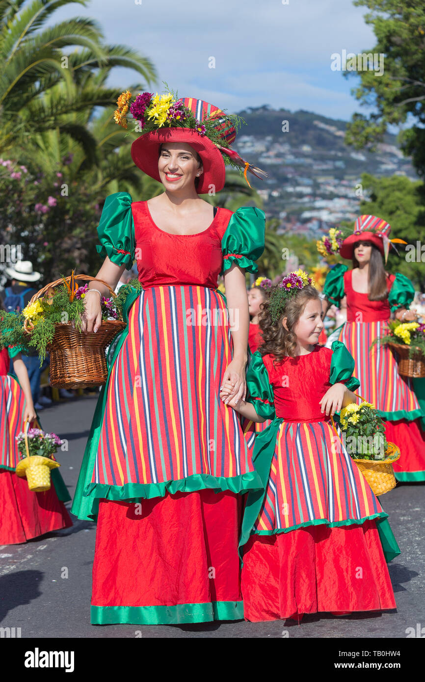 Parade of Madeira Flower Festival or "Festa da flor" in Funchal city ...