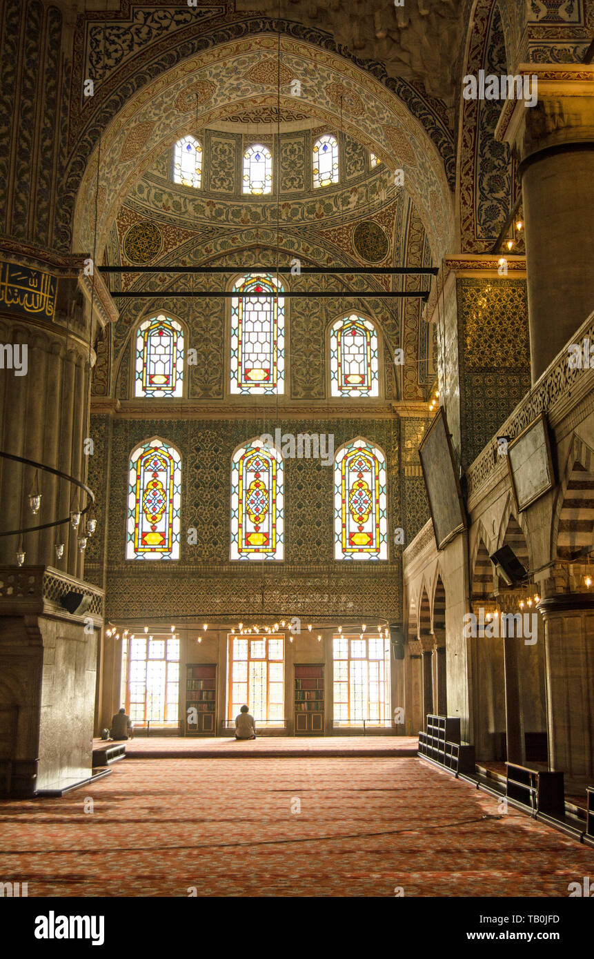 ISTANBUL, TURKEY - JUNE 6, 2016: ornate stained glass windows of the ...