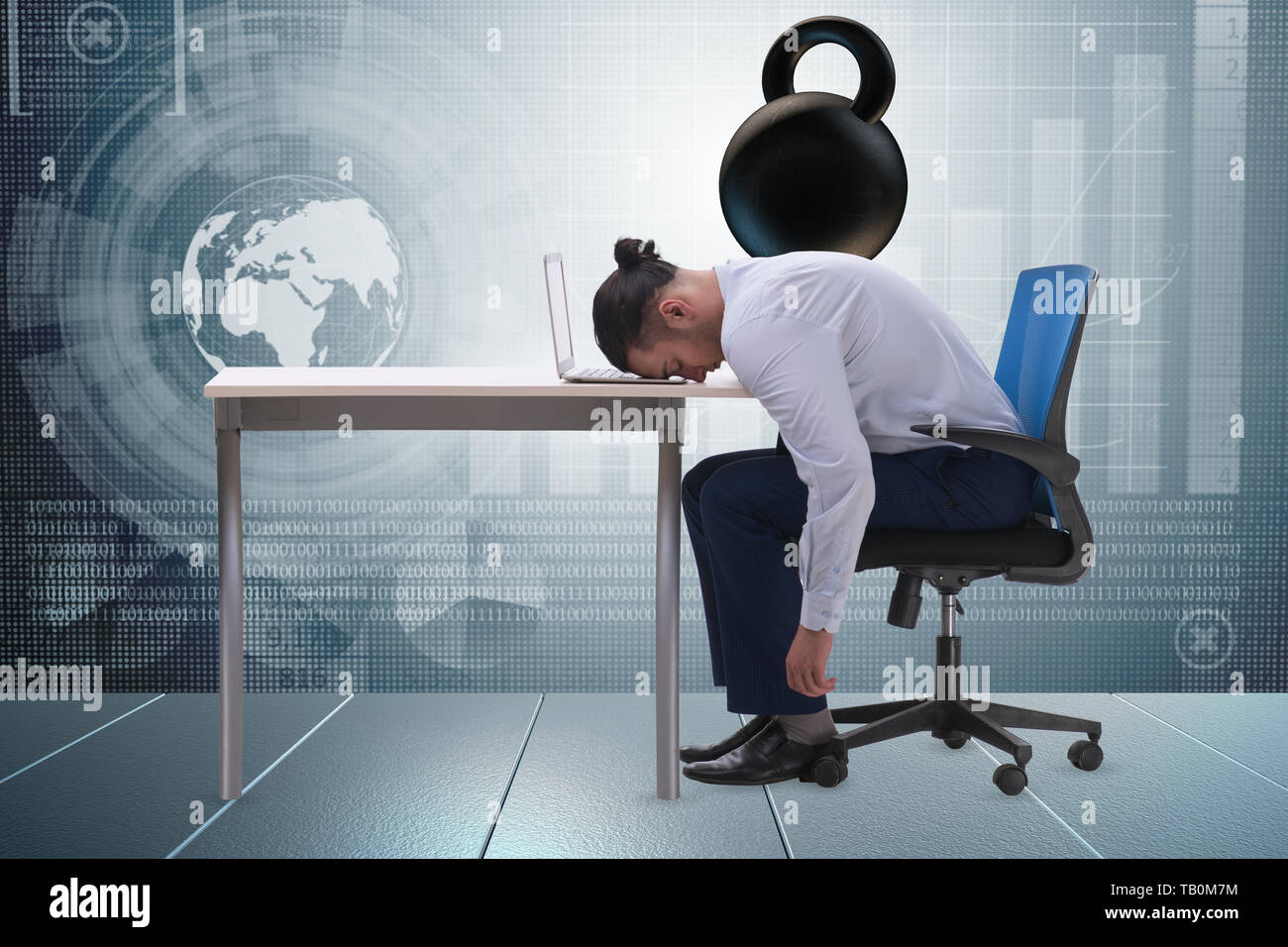 Employee with burden of work Stock Photo - Alamy