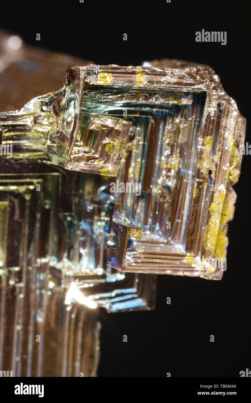 Bismuth Crystal against a Black Background Stock Photo - Alamy