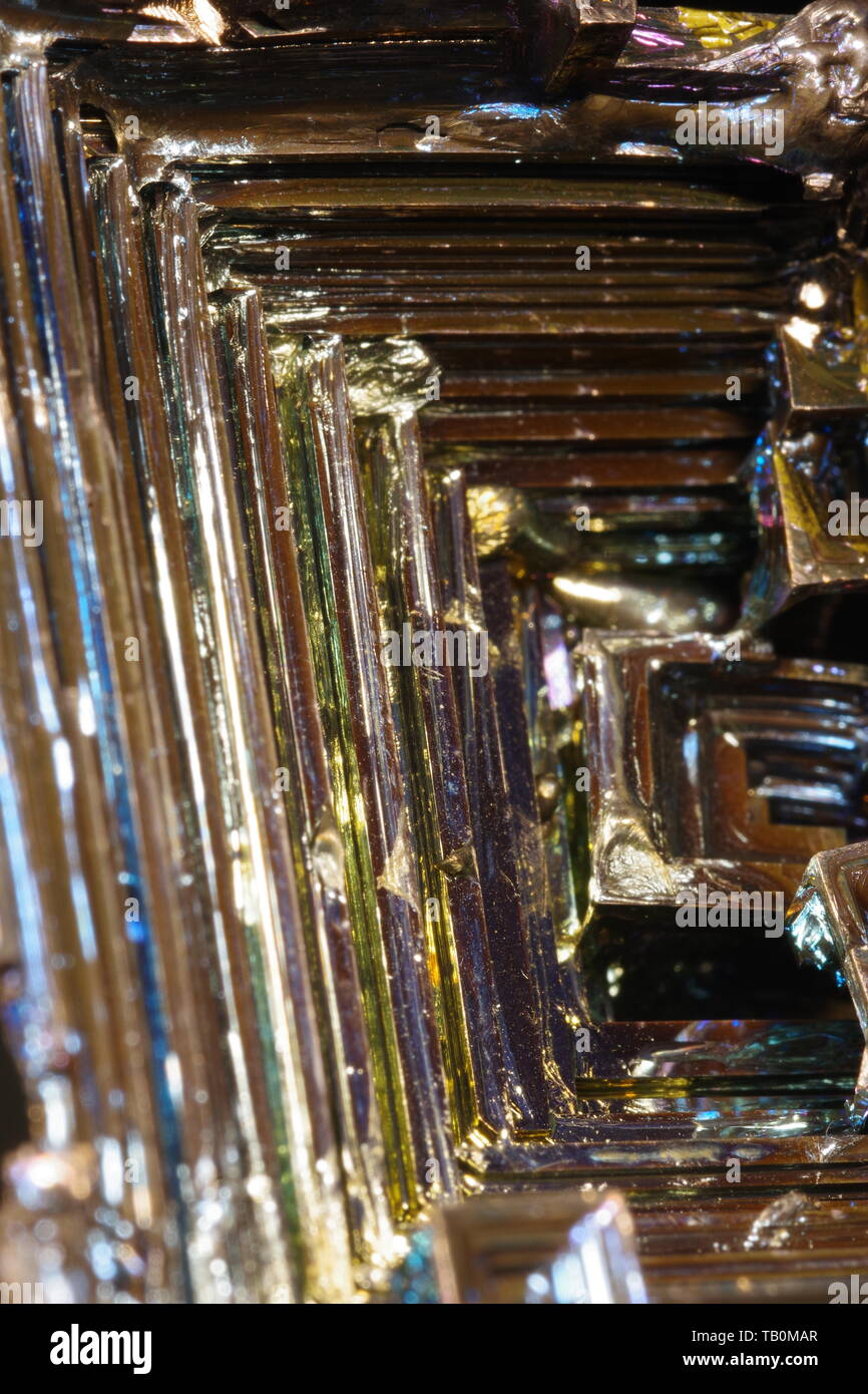 Bismuth Crystal against a Black Background Stock Photo - Alamy