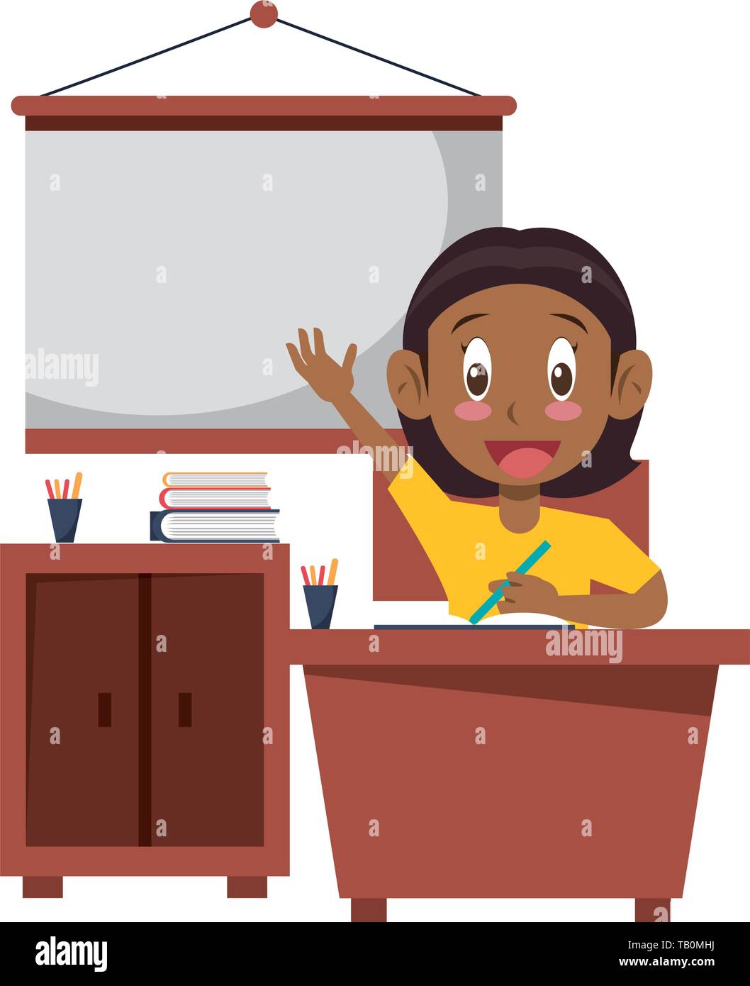 Student girl in classroom cartoon Stock Vector Image & Art - Alamy