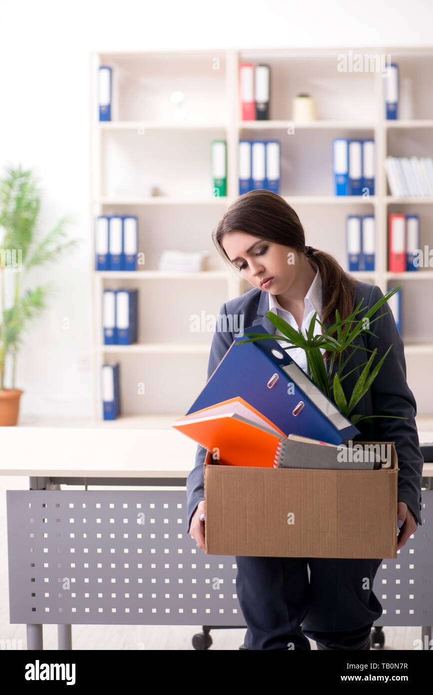 Dismissal and firing concept with woman employee Stock Photo - Alamy