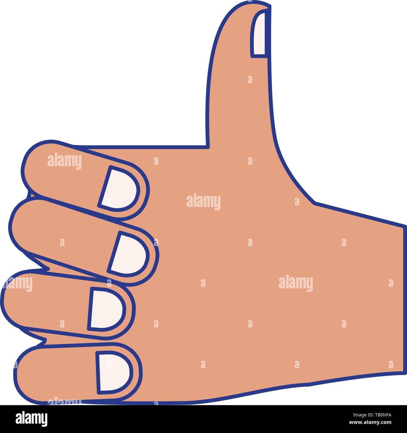 Hand with thumb up cartoon isolated blue lines Stock Vector Image & Art ...