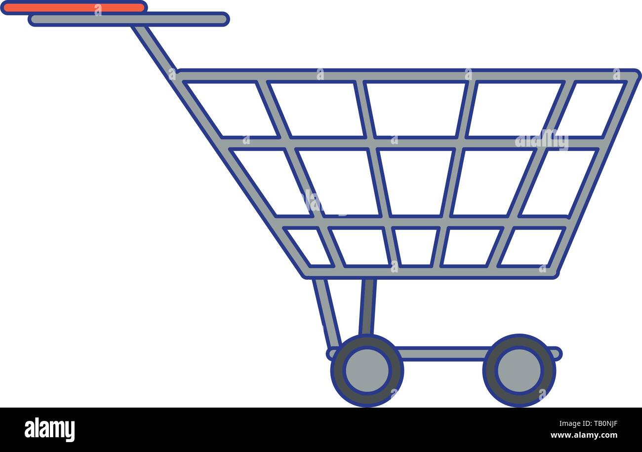 Shopping cart cartoon isolated symbol blue lines Stock Vector Image ...
