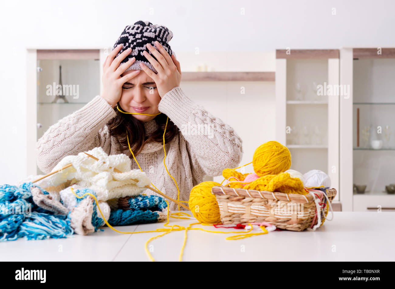 Frustrated woman and knit hi-res stock photography and images - Alamy