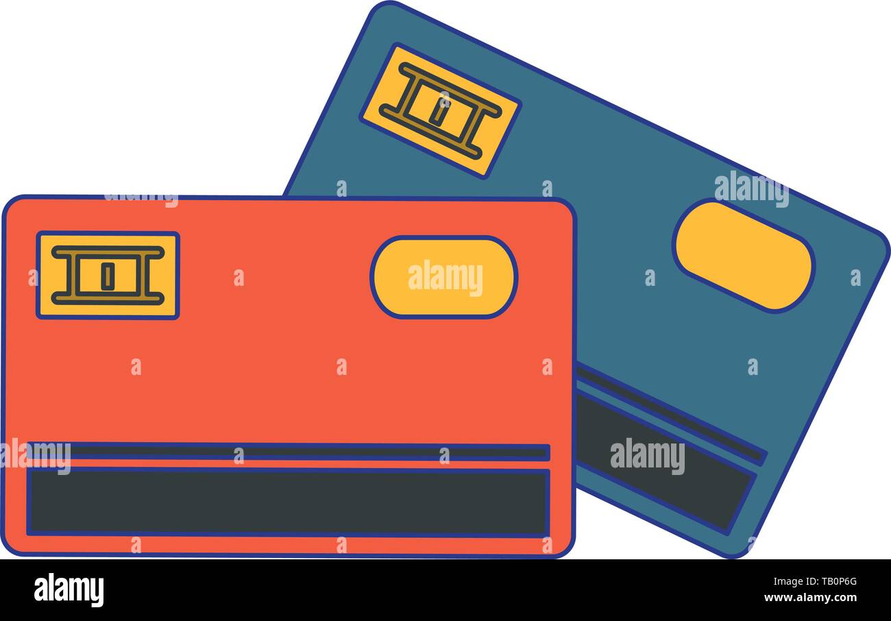 Credit cards electronic payment symbol blue lines Stock Vector Image ...