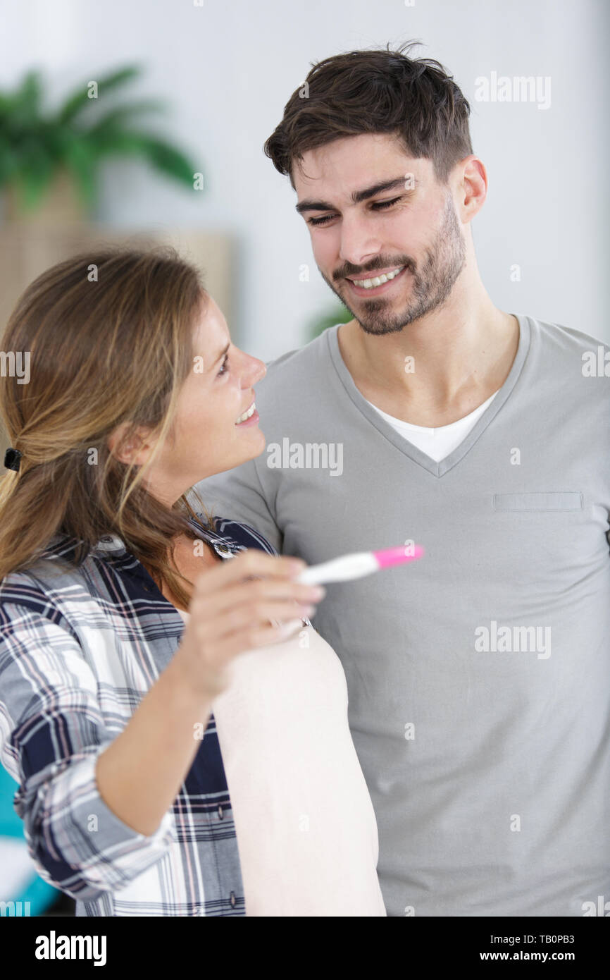couple checking the pregnancy test to be positive Stock Photo - Alamy
