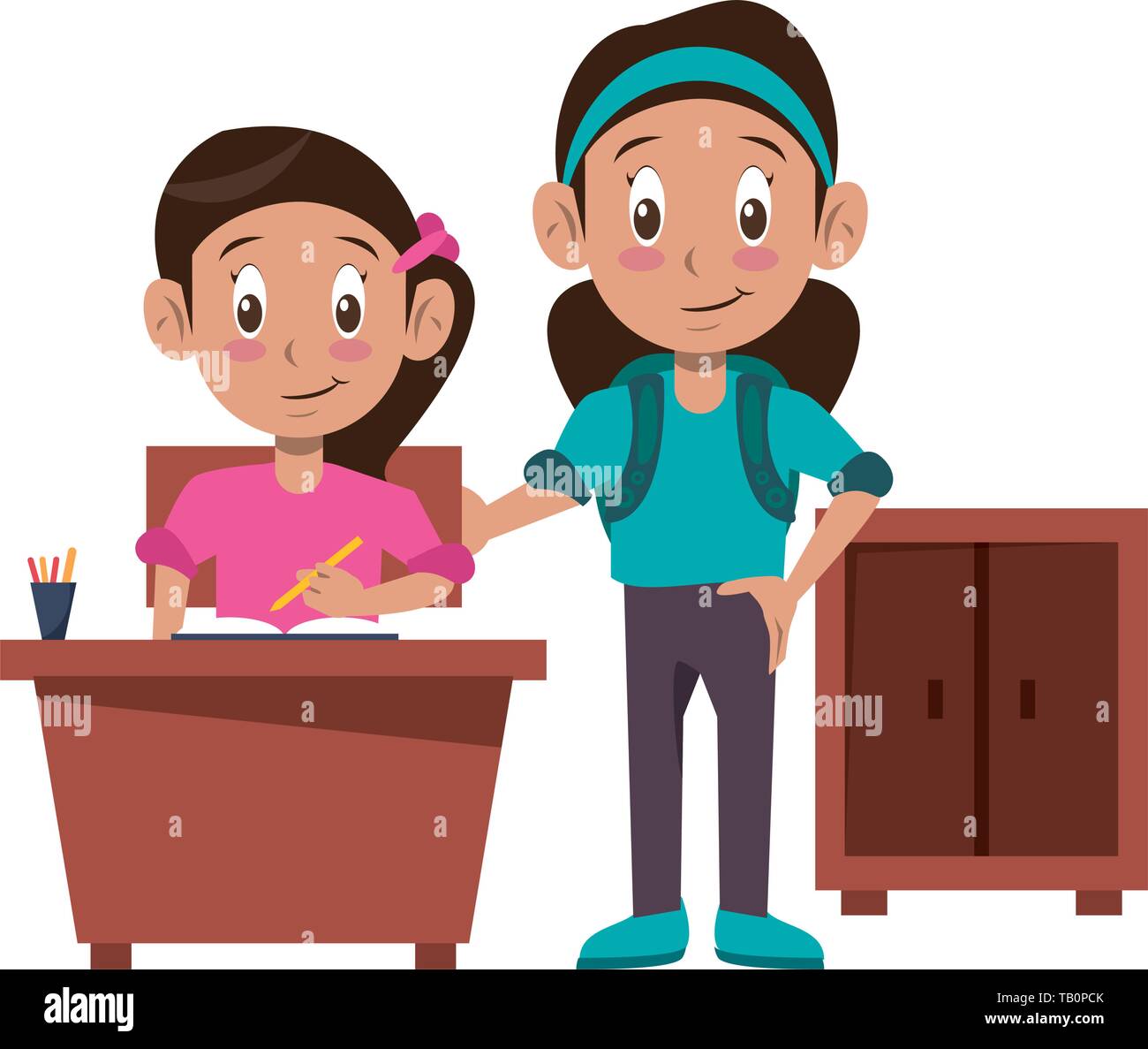 Students kids in school cartoon Stock Vector Image & Art - Alamy