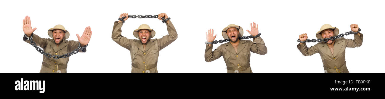 Man with chain isolated on white Stock Photo - Alamy