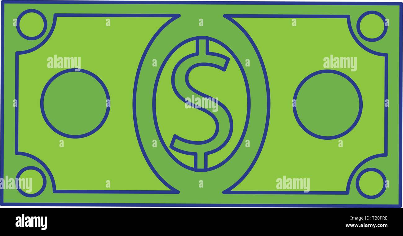 Cash money symbol isolated cartoon blue lines Stock Vector Image & Art ...