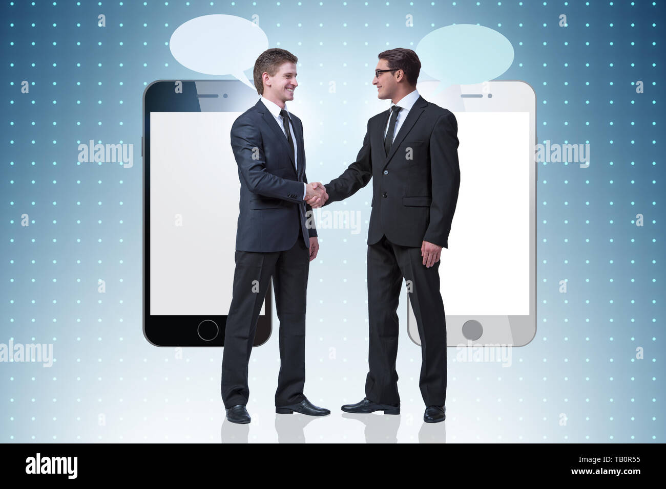 Concept of communication with businessmen handshaking Stock Photo - Alamy