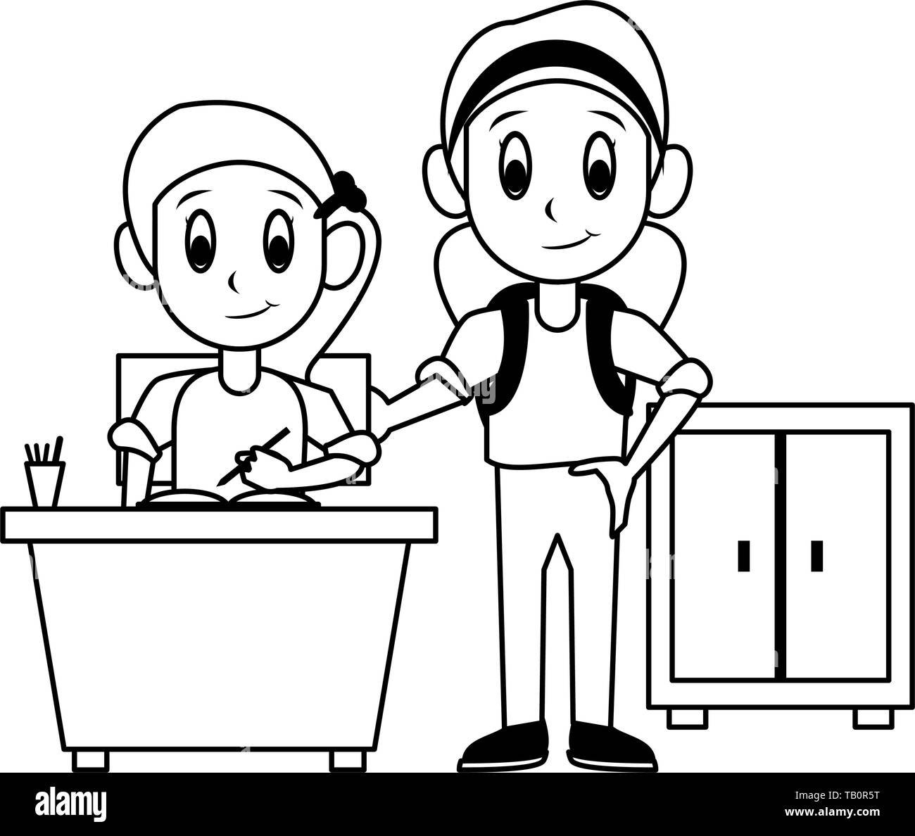 Children Helping Clipart Black And White