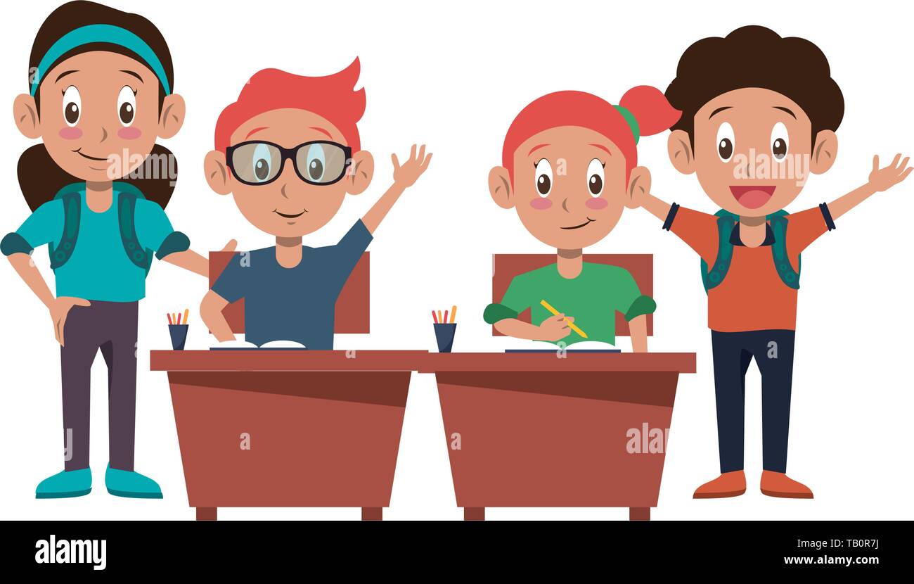 Students kids in school cartoon Stock Vector Image & Art - Alamy