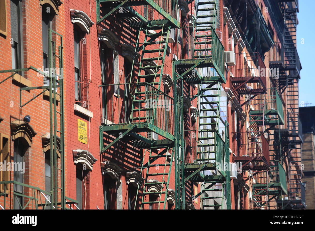 fire escape ladder in new york low manhattan apartment exterior on the ...
