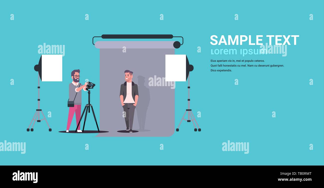 Young photographer working in photo studio Stock Vector Images - Alamy