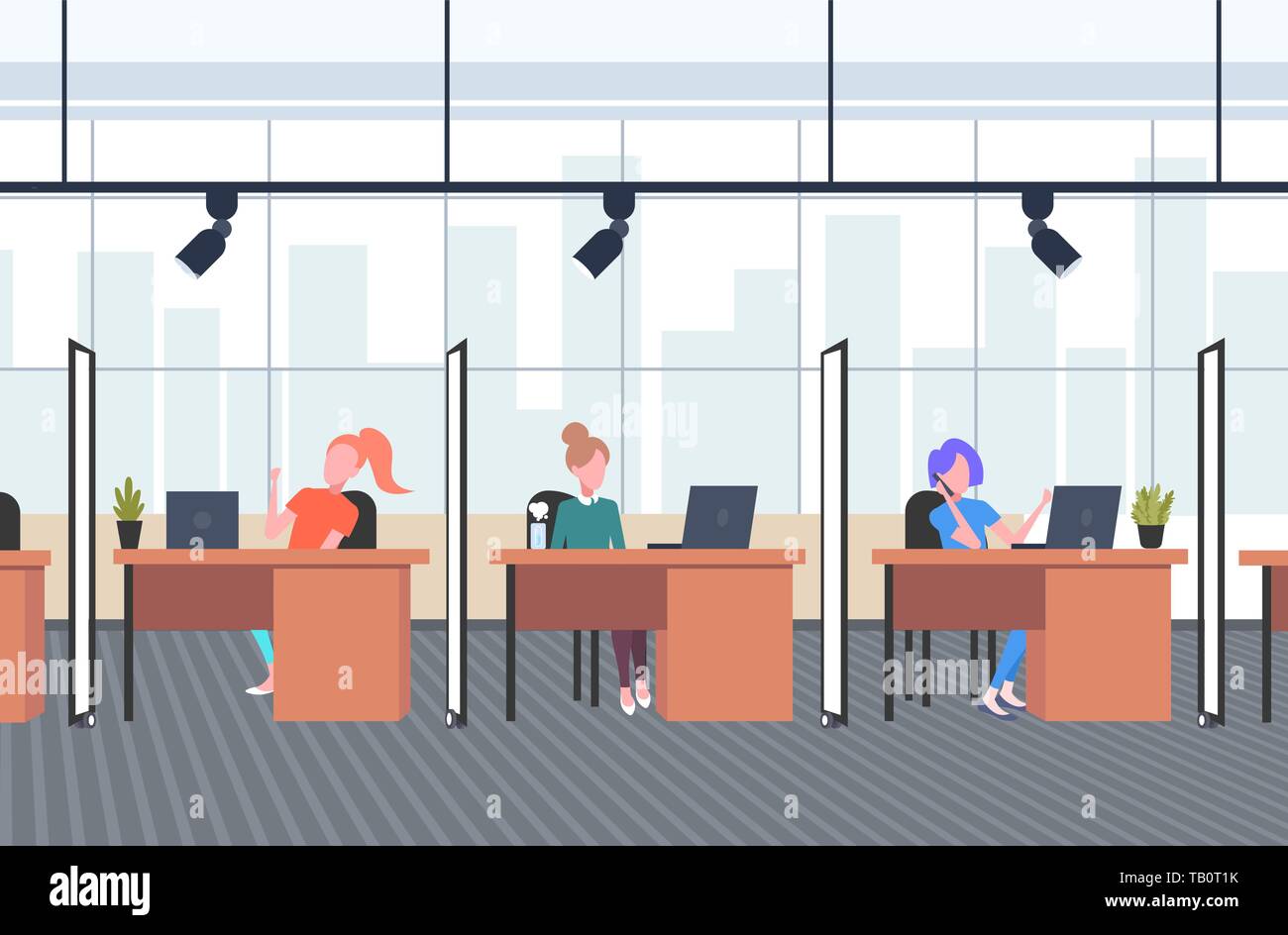 Row of desks Stock Vector Images - Alamy
