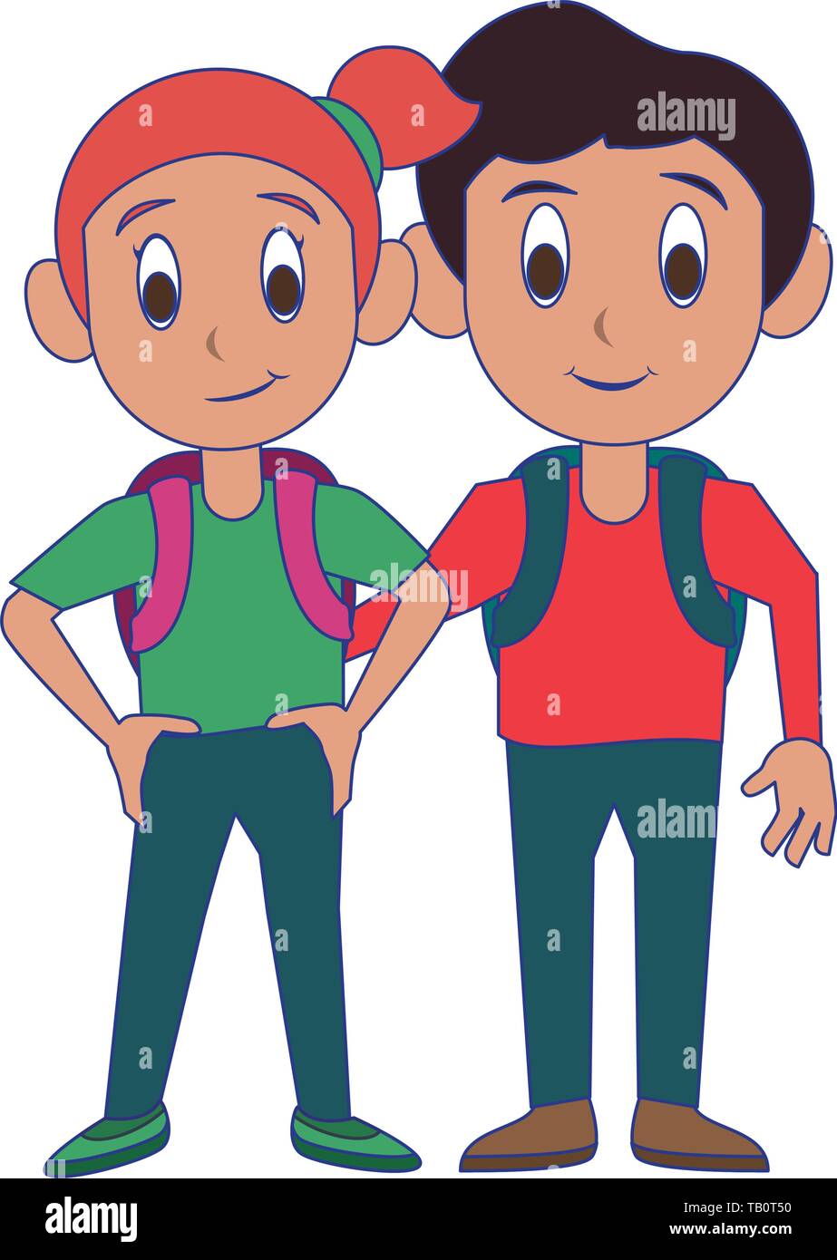 Students kids in school cartoon blue lines Stock Vector Image & Art - Alamy