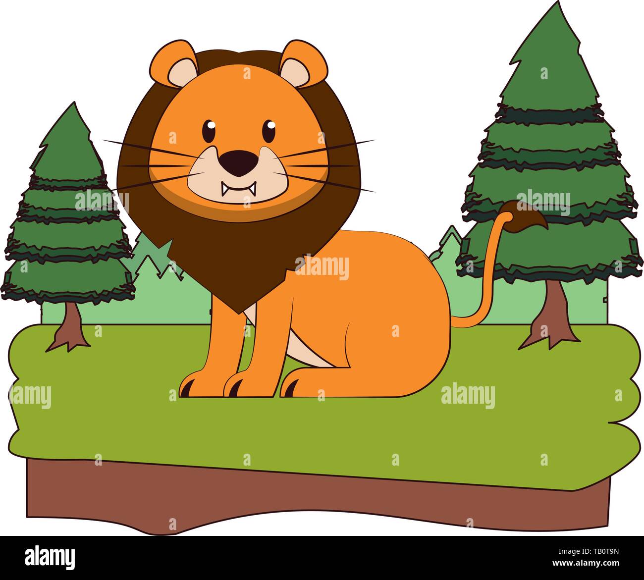 Lion wildlife cute animal cartoon Stock Vector Image & Art - Alamy