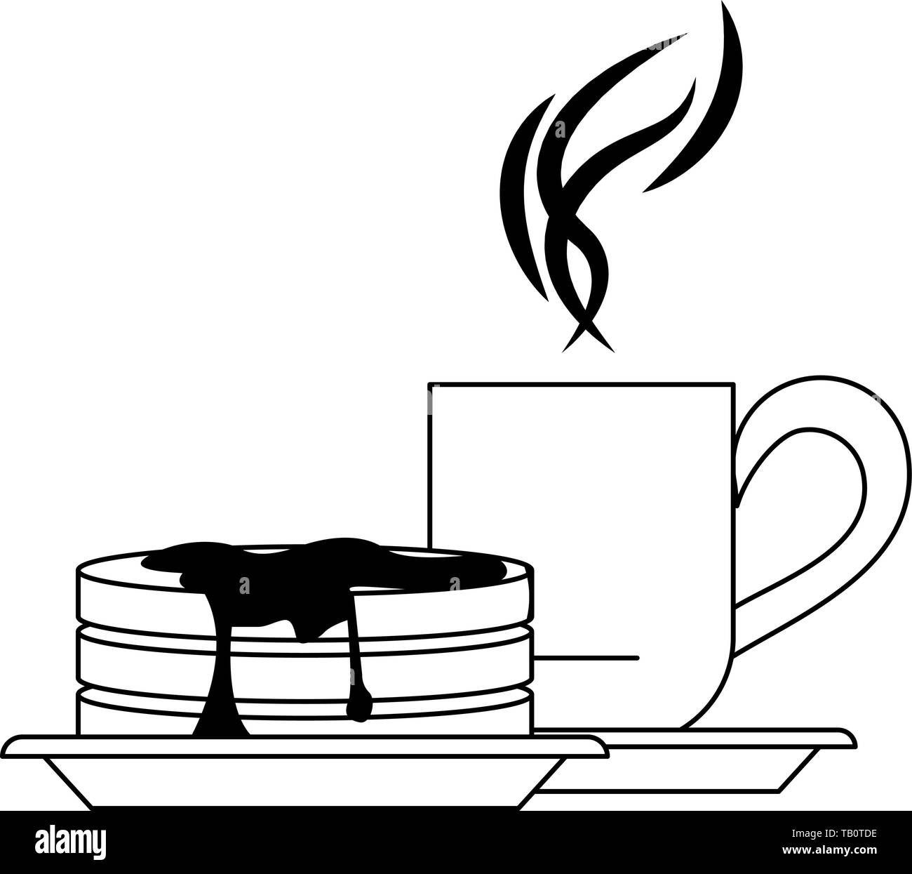 Hot coffee mug on dish Vector illustration Stock Vector Image & Art - Alamy
