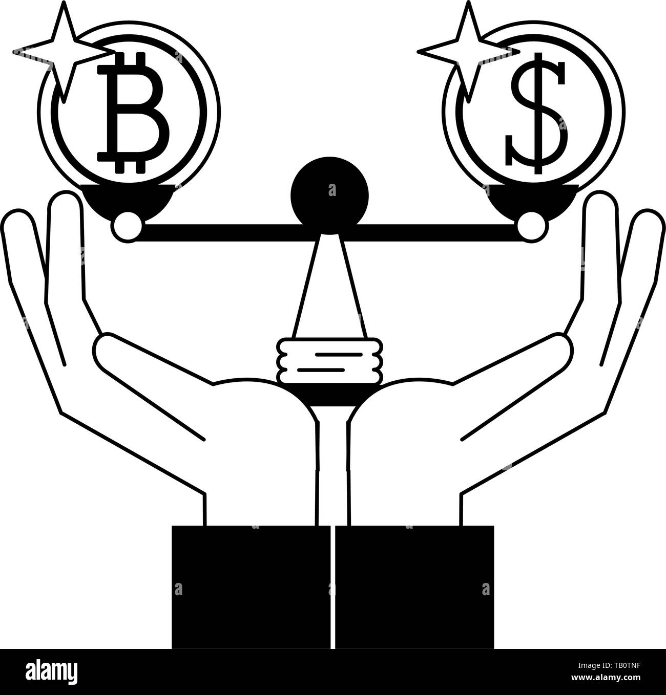 Cryptocurrency money in balance Black and White Stock Photos & Images ...