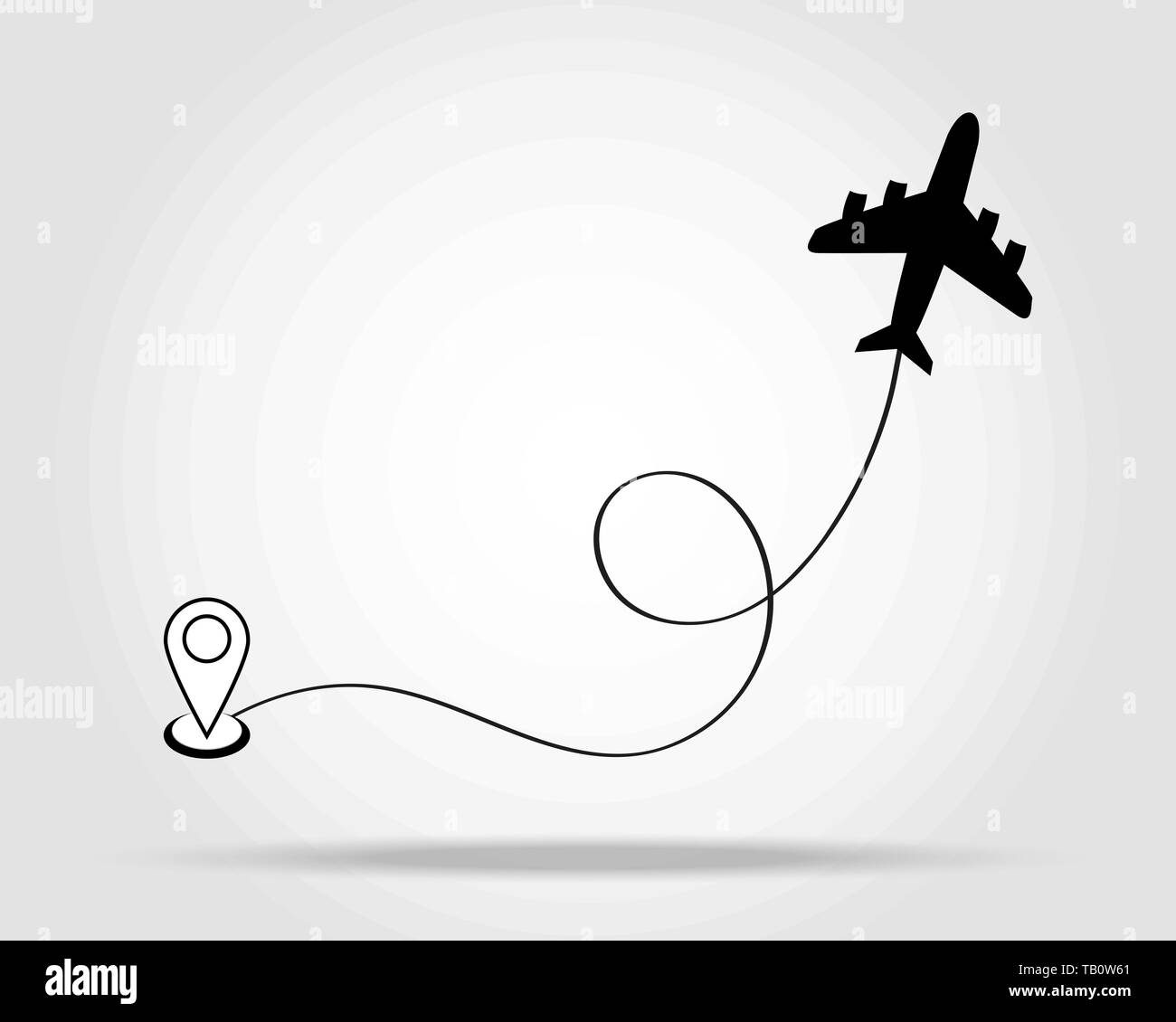 Airplane fligth route or air plane destination line path vector icon ...