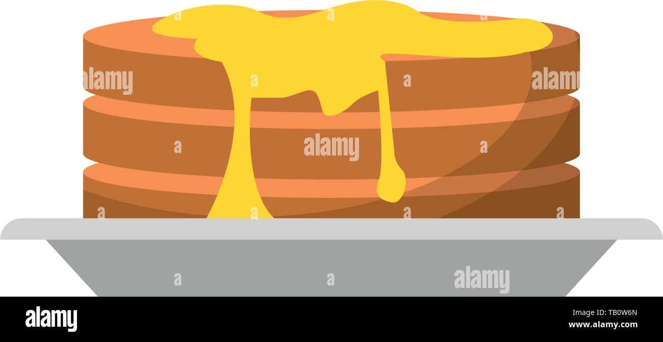 Pancakes with syrup on dish Vector illustration Stock Vector Image ...