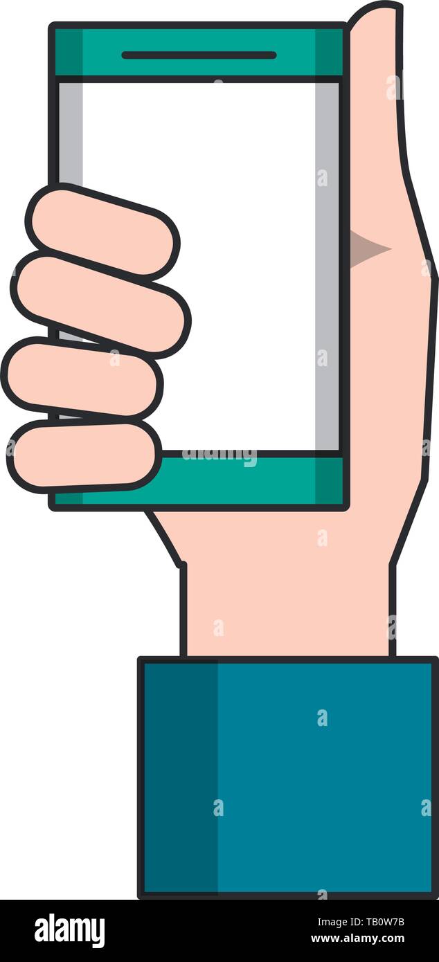 Hand holding smartphone cartoon isolated Stock Vector Image & Art - Alamy