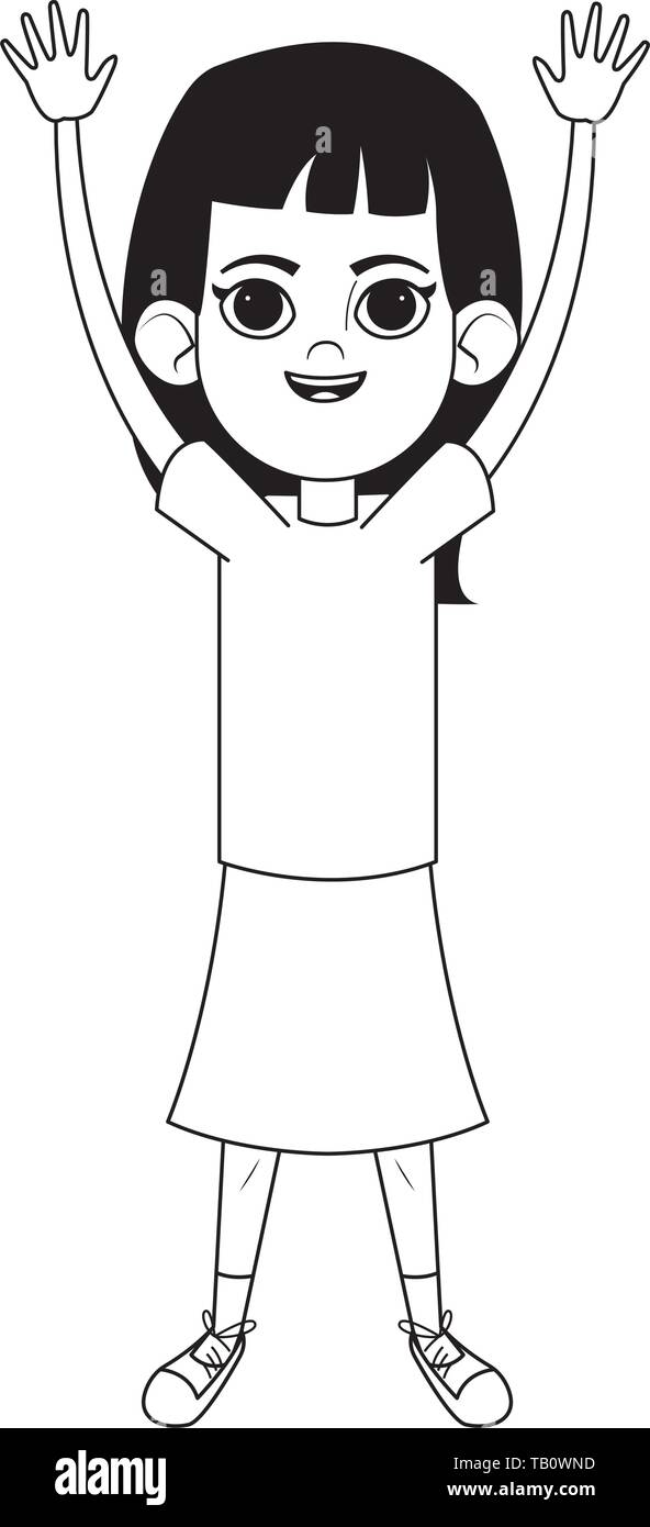 little kid avatar cartoon character black and white Stock Vector Image ...