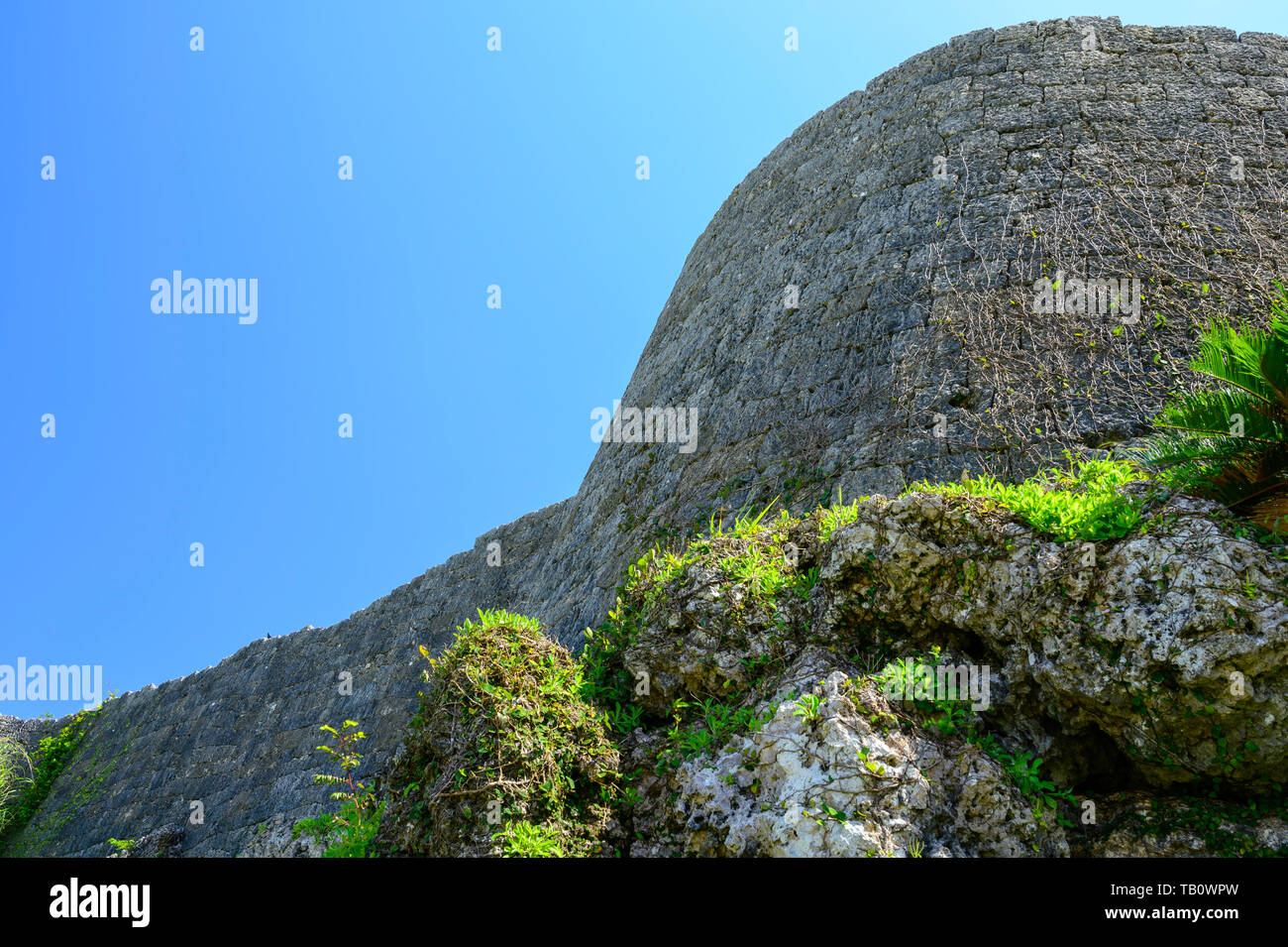 Looking up the castle walls. Invaders and defenders not included Stock ...