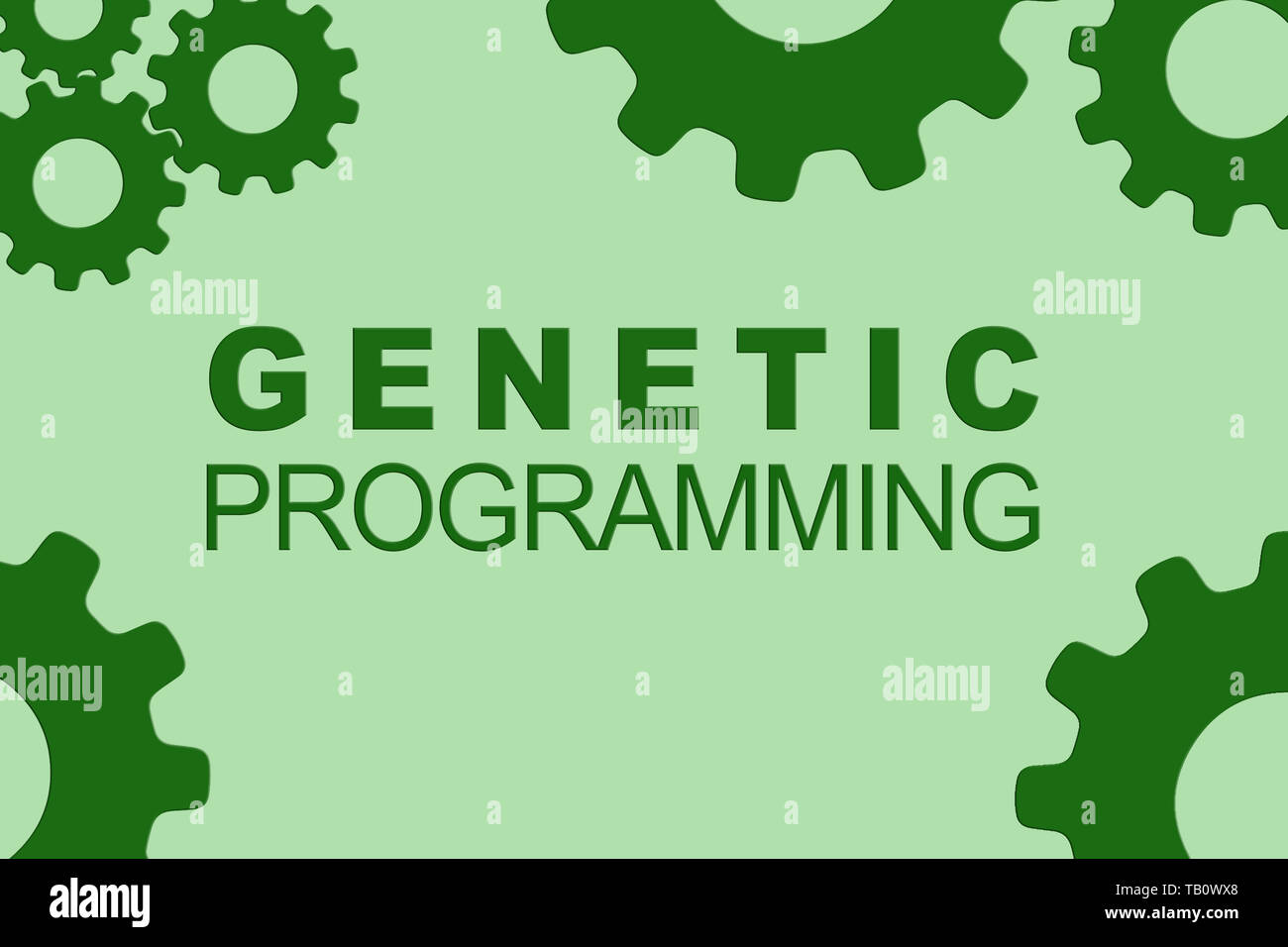 GENETIC PROGRAMMING sign concept illustration with green gear wheel ...