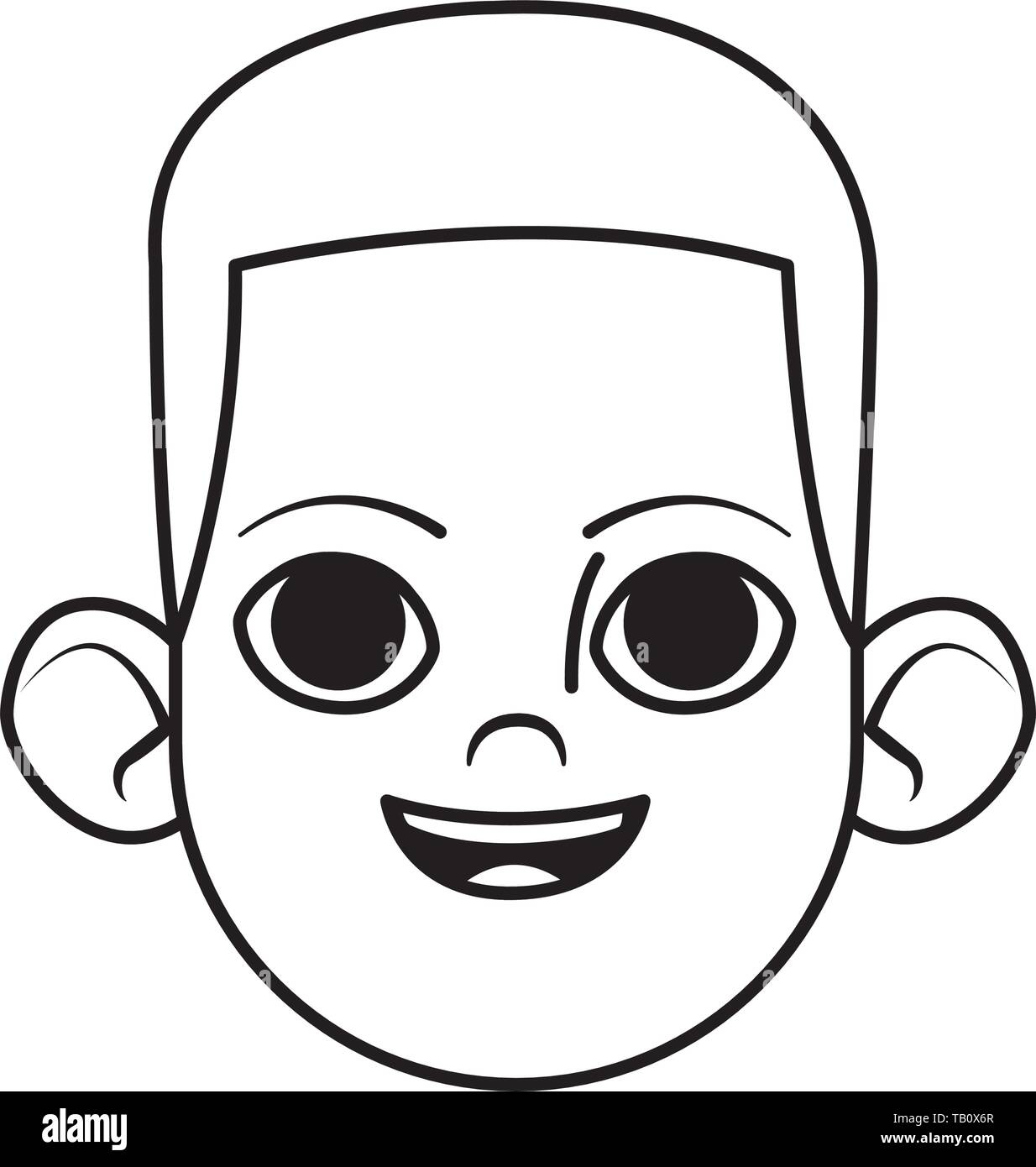 little kid avatar profile picture black and white Stock Vector Image ...