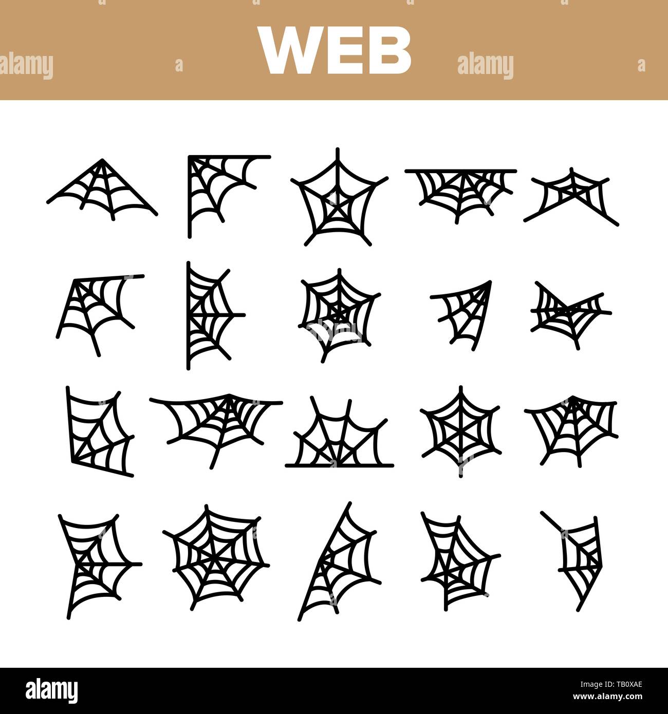 Spider Web, Cobweb Vector Linear Icons Set Stock Vector Image & Art - Alamy