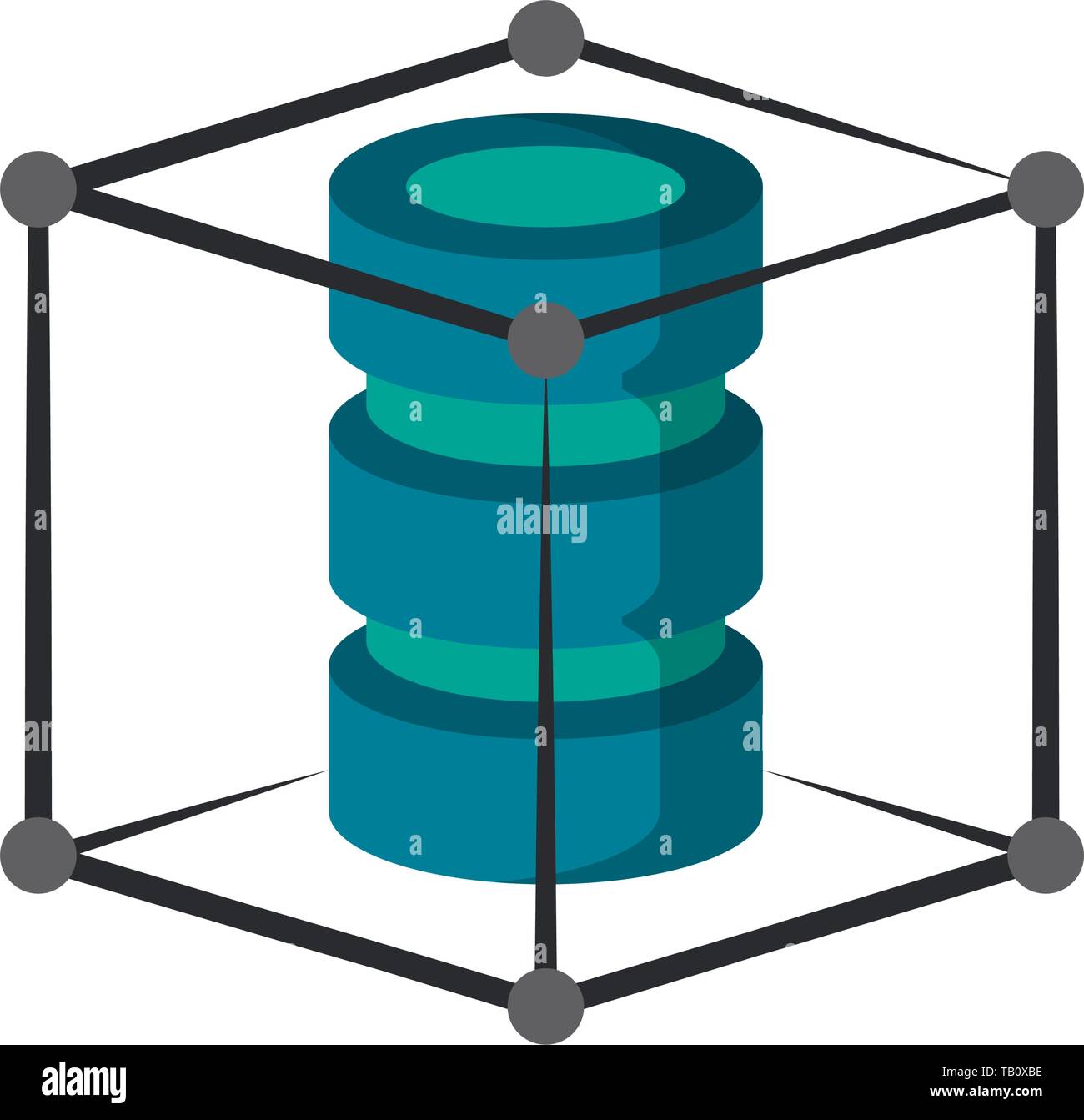 Servers disks protected inside cube security system Vector illustration ...