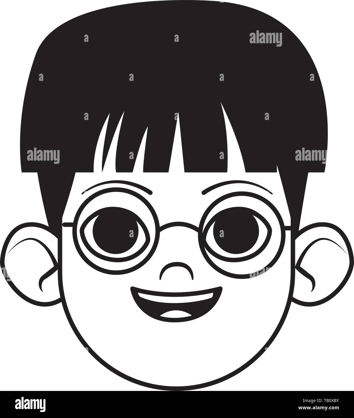 little kid avatar profile picture black and white Stock Vector Image ...