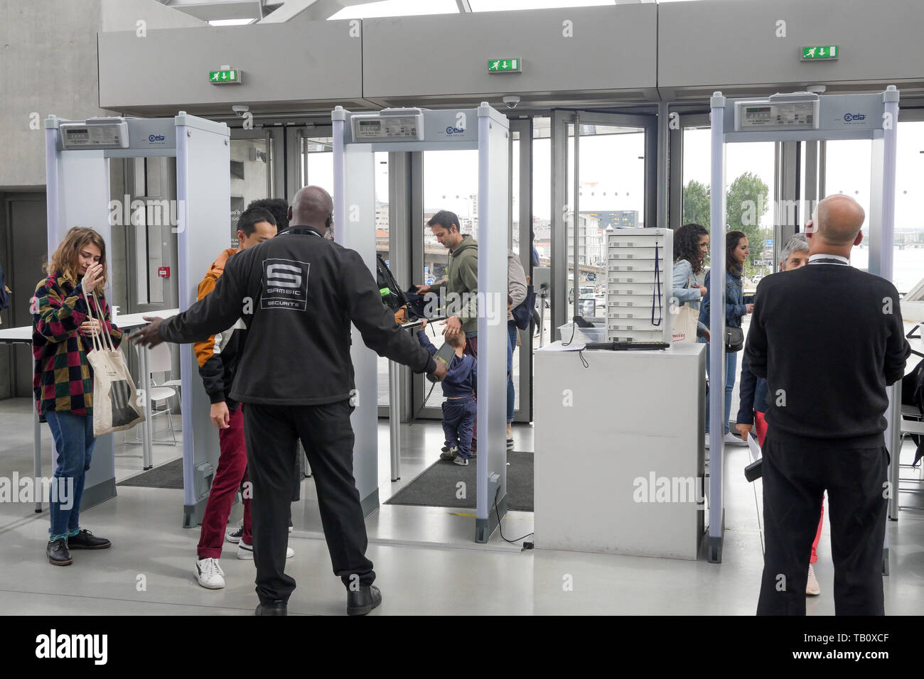 Security gate, Museum of the Confluences, Lyon, France Stock Photo - Alamy