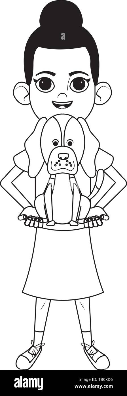 little kid avatar cartoon character black and white Stock Vector Image ...