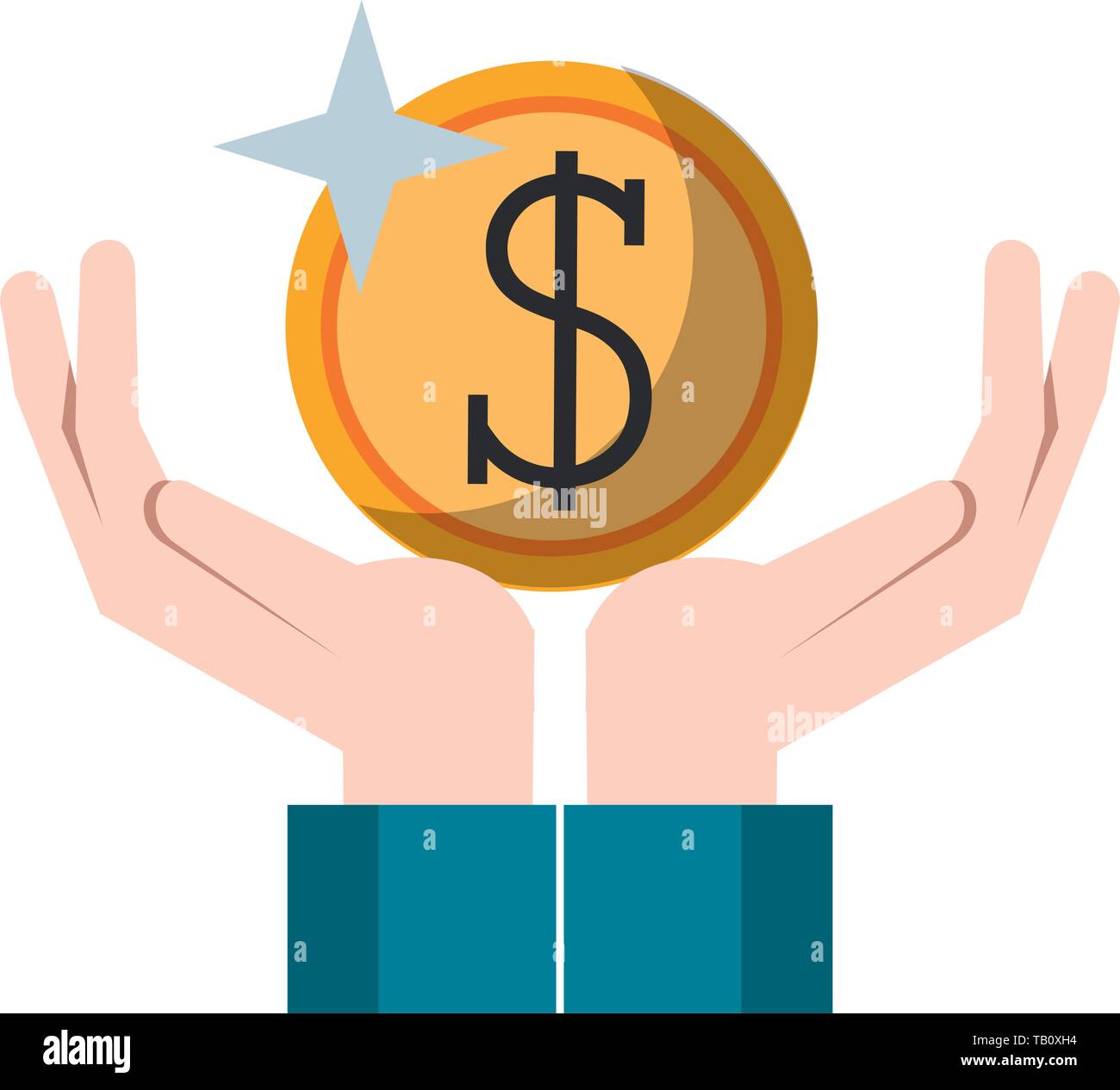 Hand with coin money symbol Vector illustration Stock Vector Image ...