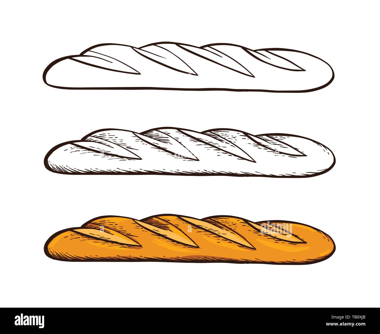 Illustration of baguette bread hi-res stock photography and images - Alamy