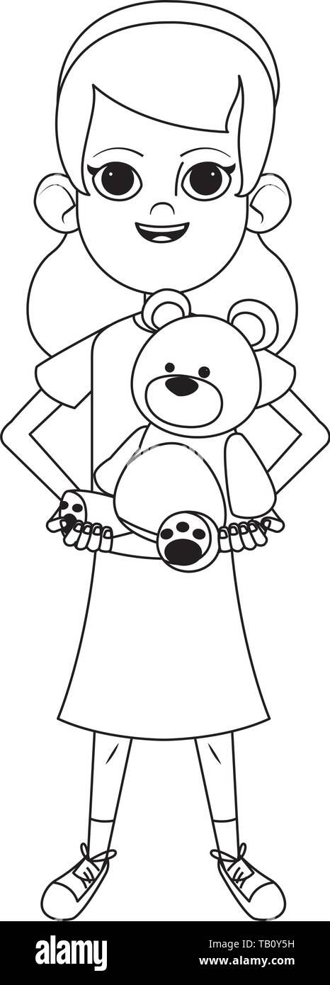 little kid avatar cartoon character black and white Stock Vector Image ...