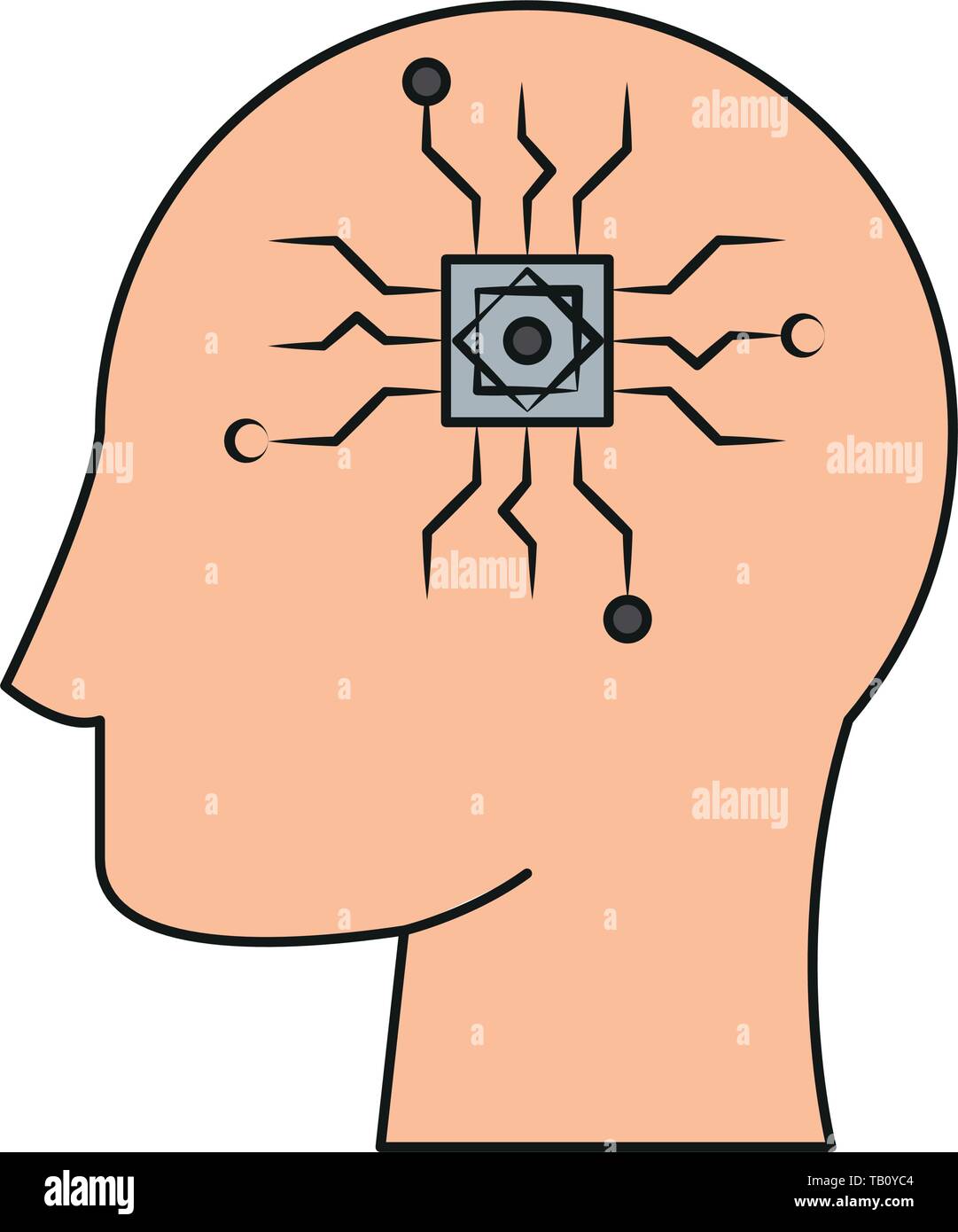 Human head with chip technology Stock Vector Image & Art - Alamy