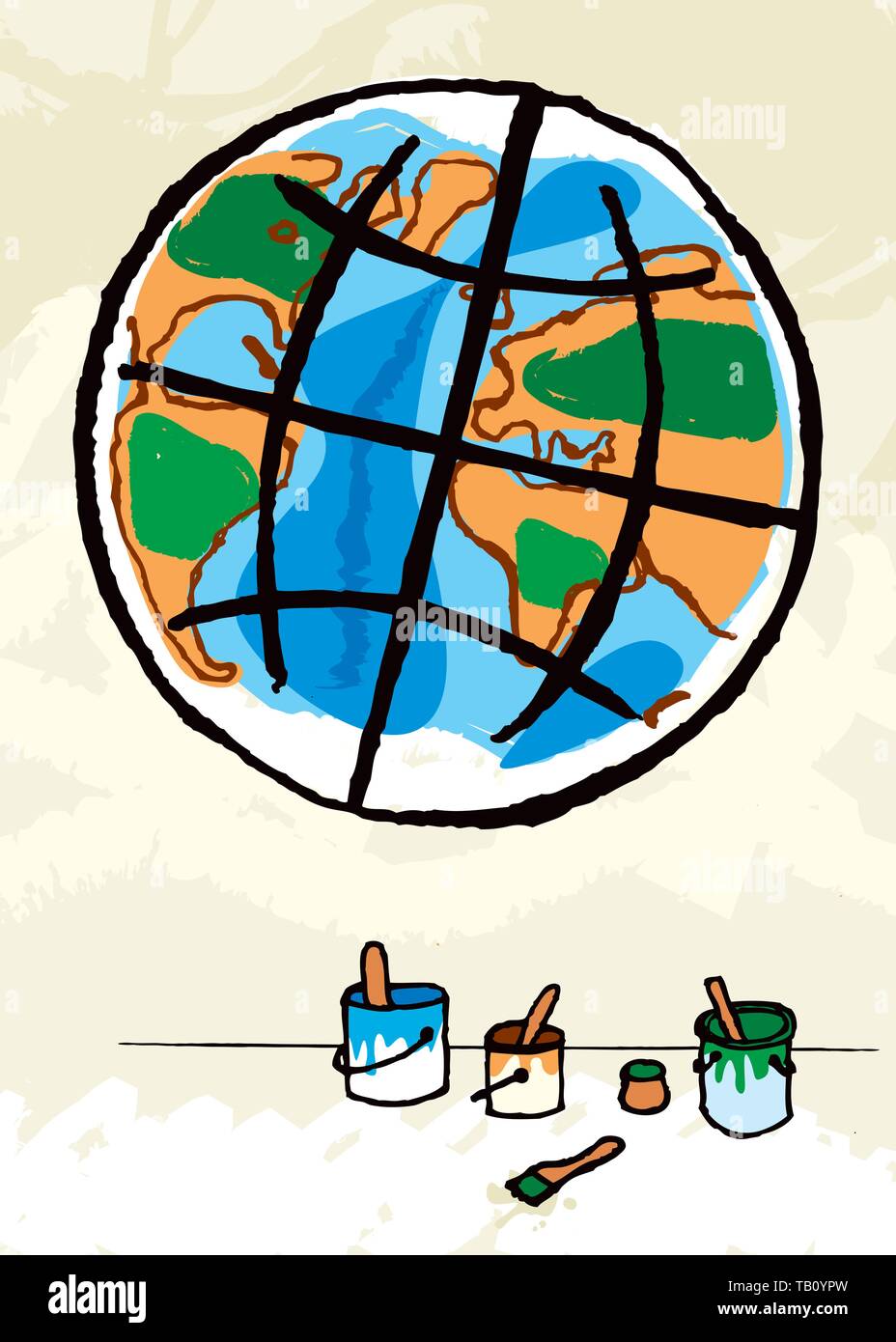 Vector illustration. Global paint. In a wall somebody paint a colored ...