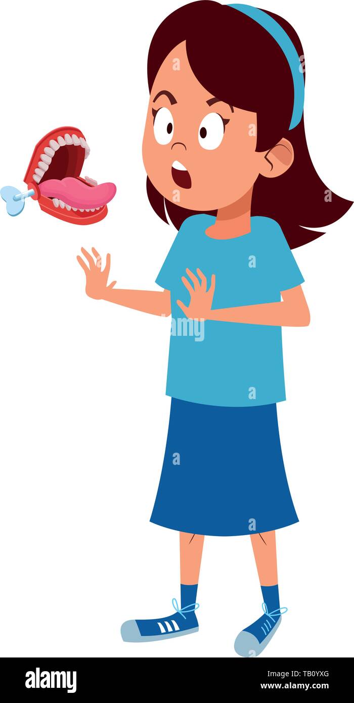 girl being surprised with false chattering jaws Stock Vector Image ...