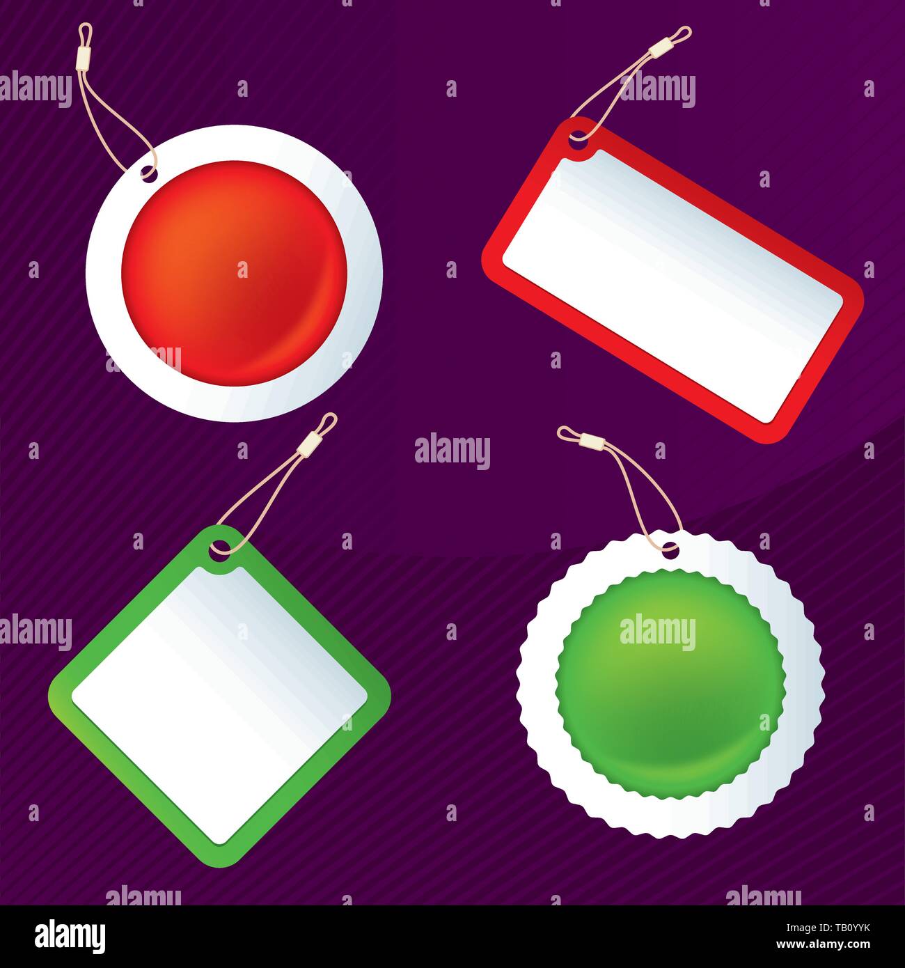 Vector illustration. Four tags in different shapes with copy space ...